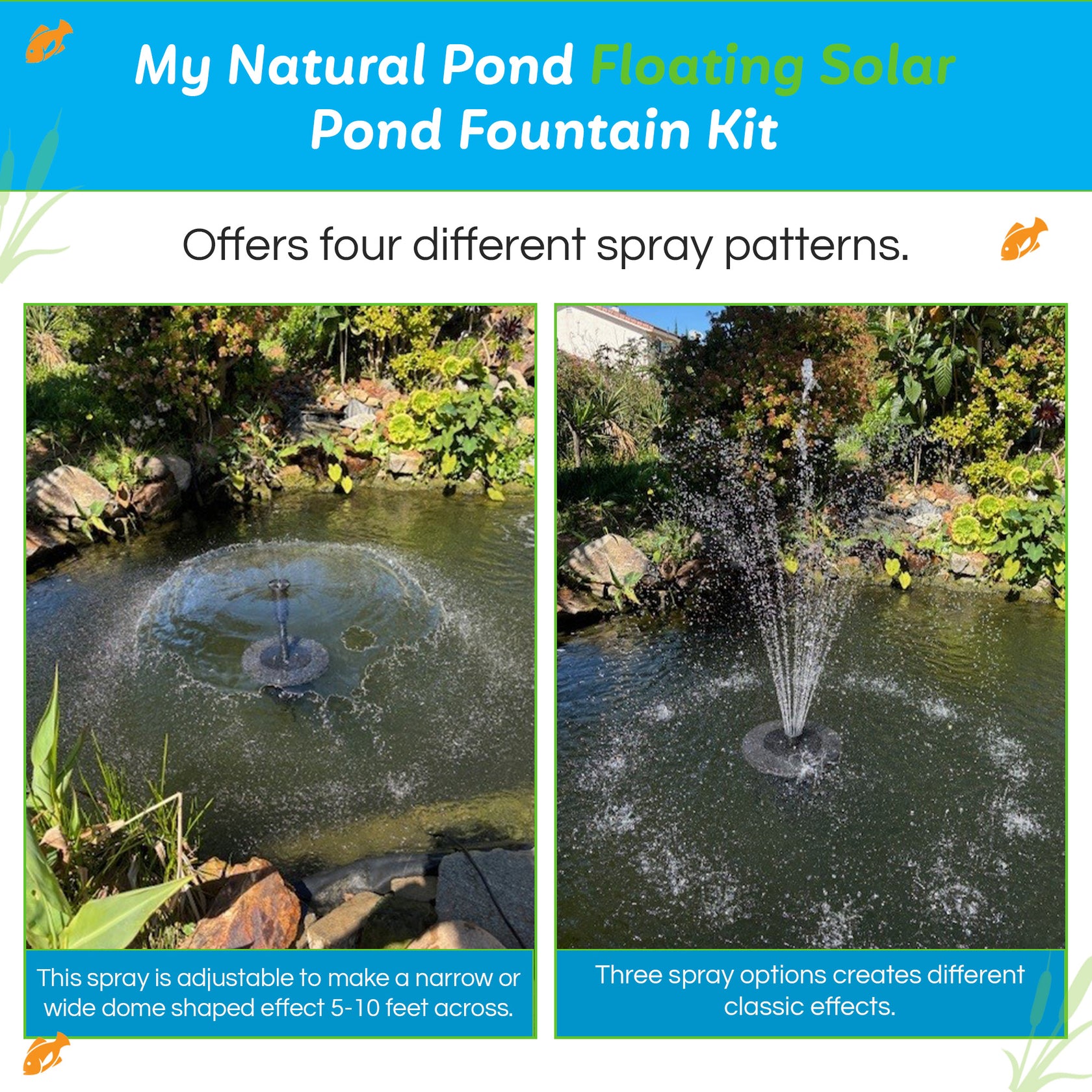 Floating Solar Pond Fountain Pump two models 50W and 100W – My Natural Pond