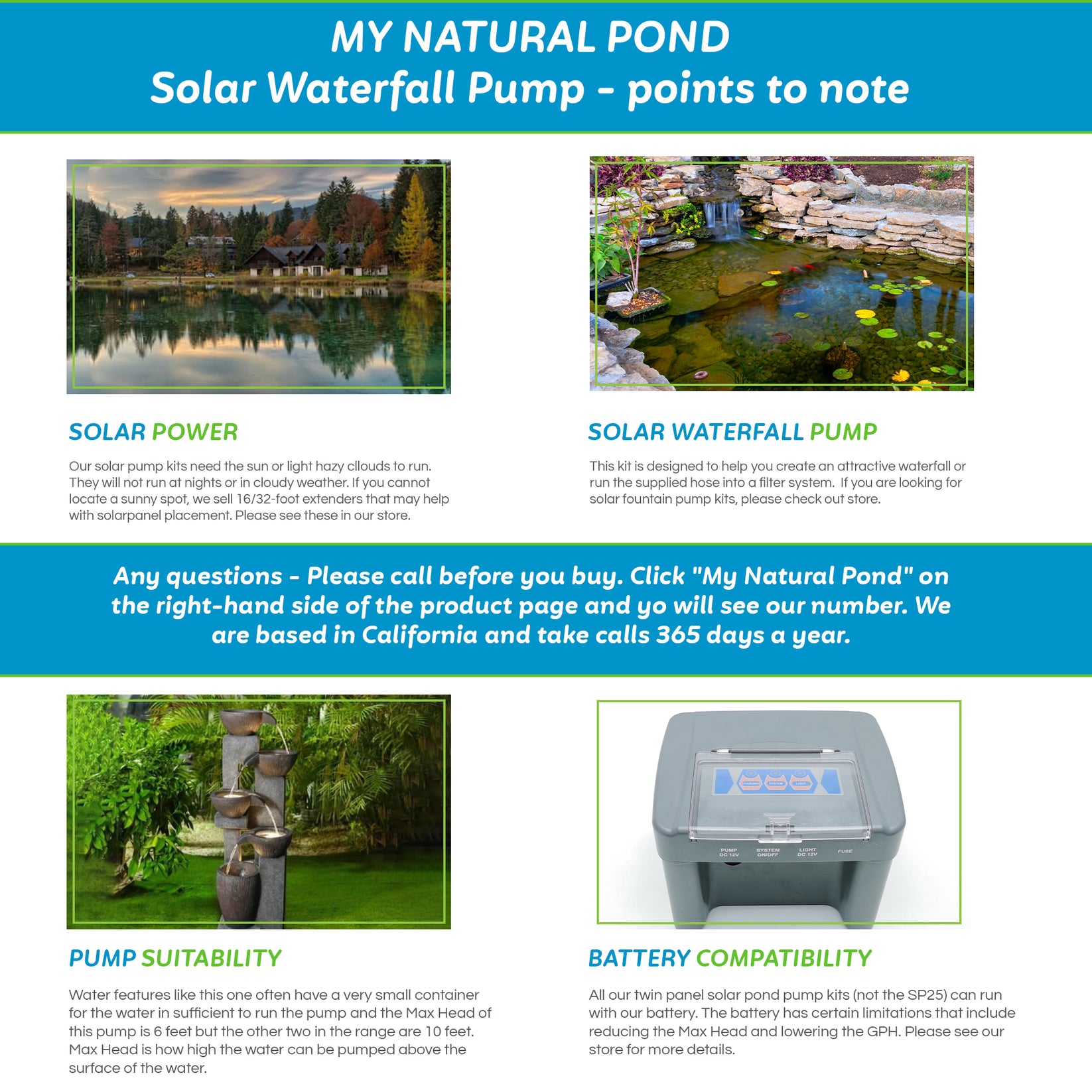 Solar Powered Waterfall Pond Pumps Kits choice of three models – My ...