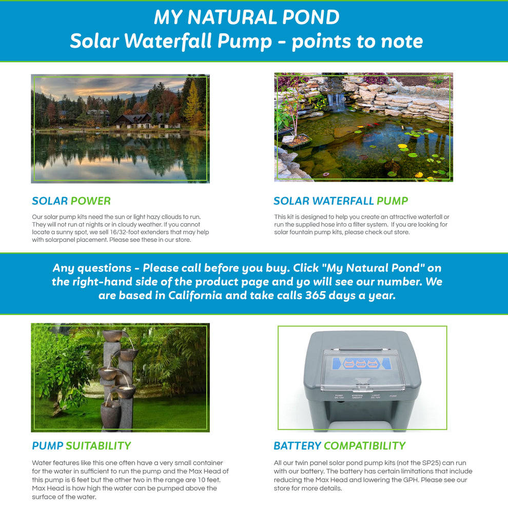 Solar Powered Waterfall Pond Pumps Kits choice of three models – My ...
